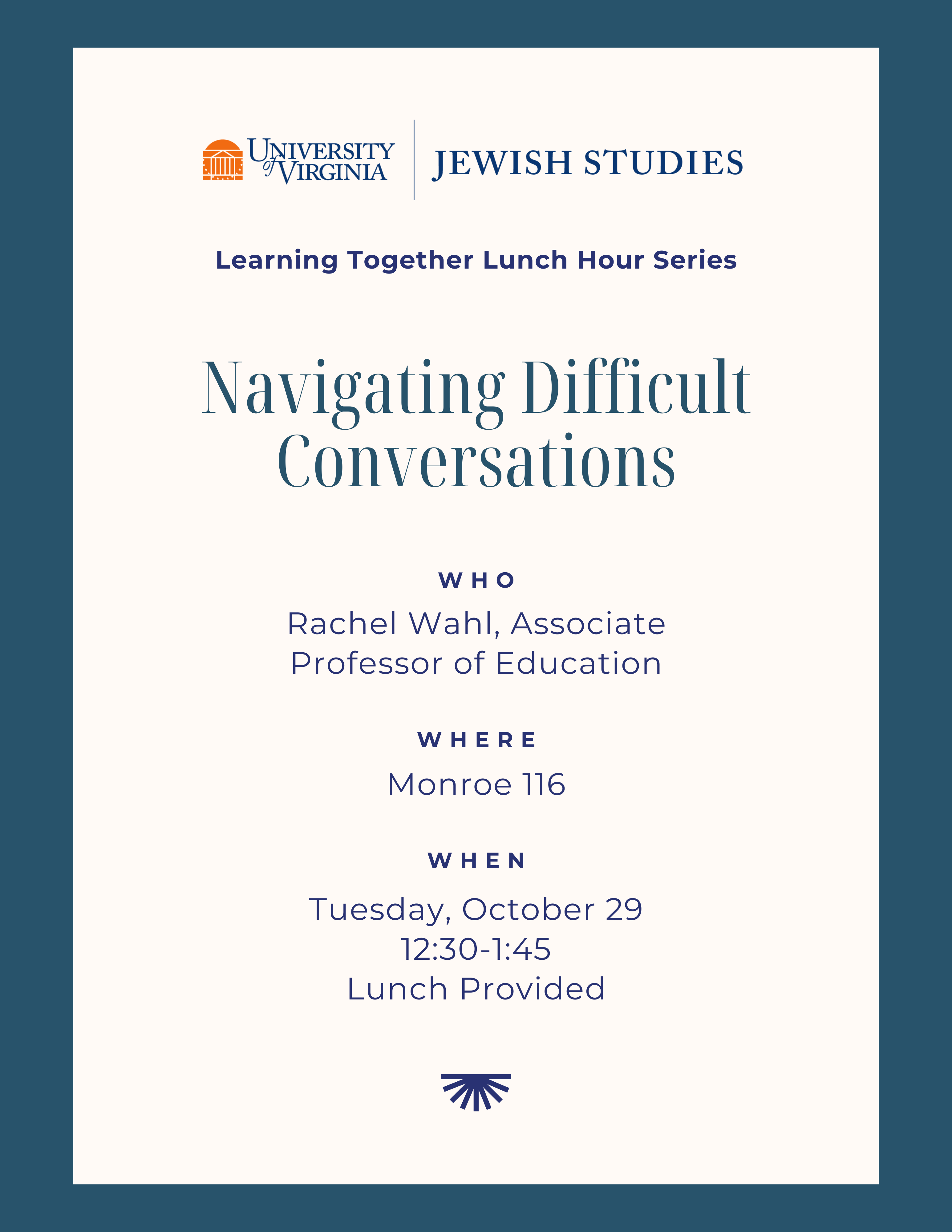 Jewish Studies Program Learning Together Lunch Hour Series Lecture ...